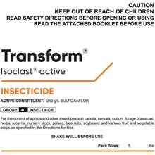 TRANSFORM INSECTICIDE 5LT 240 G/L SULFOXAFLOR (AGENCY) CORTEVA 374754 ...